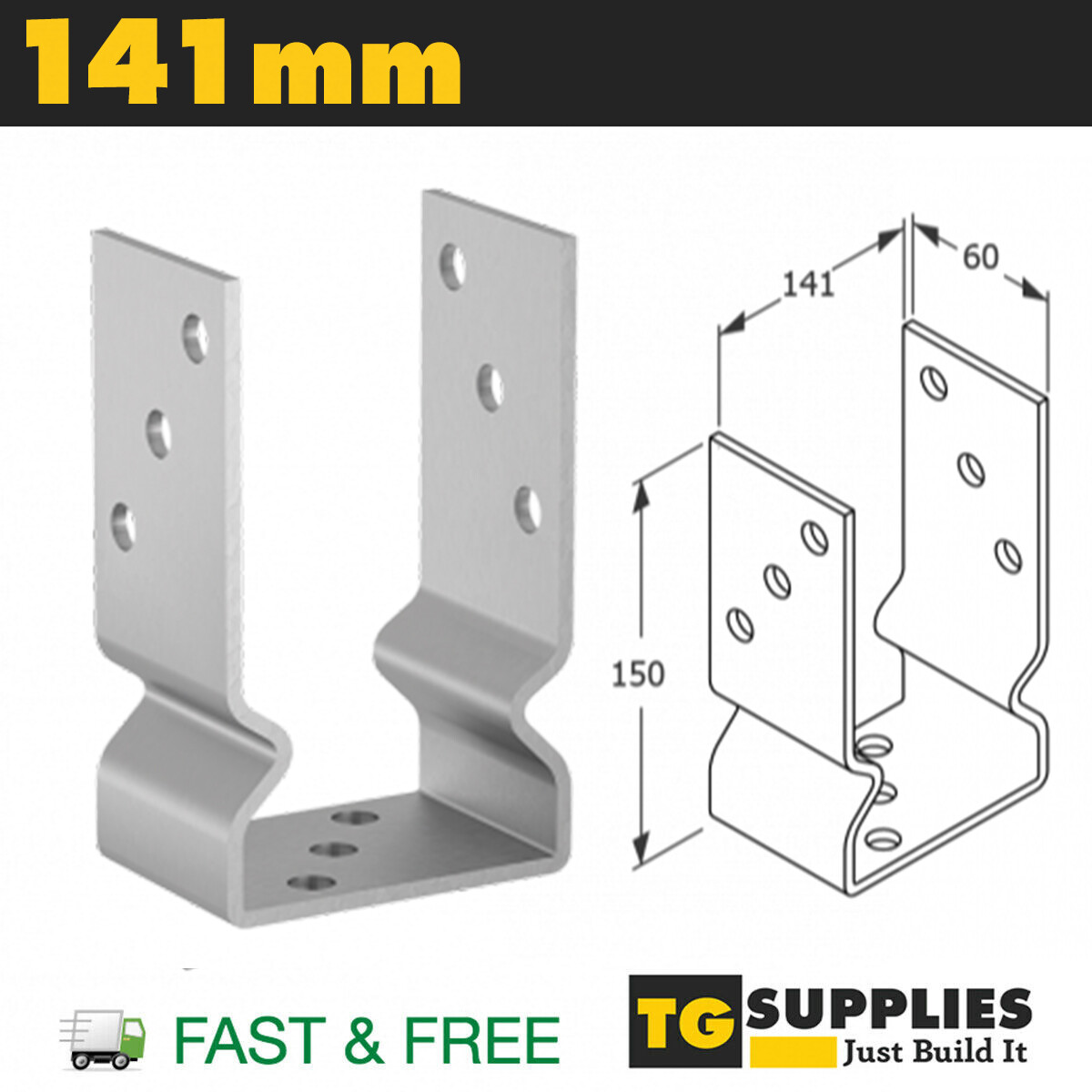 Heavy Duty Galvanised Post Support Post Bracket Pergola Post Base Bolt ...