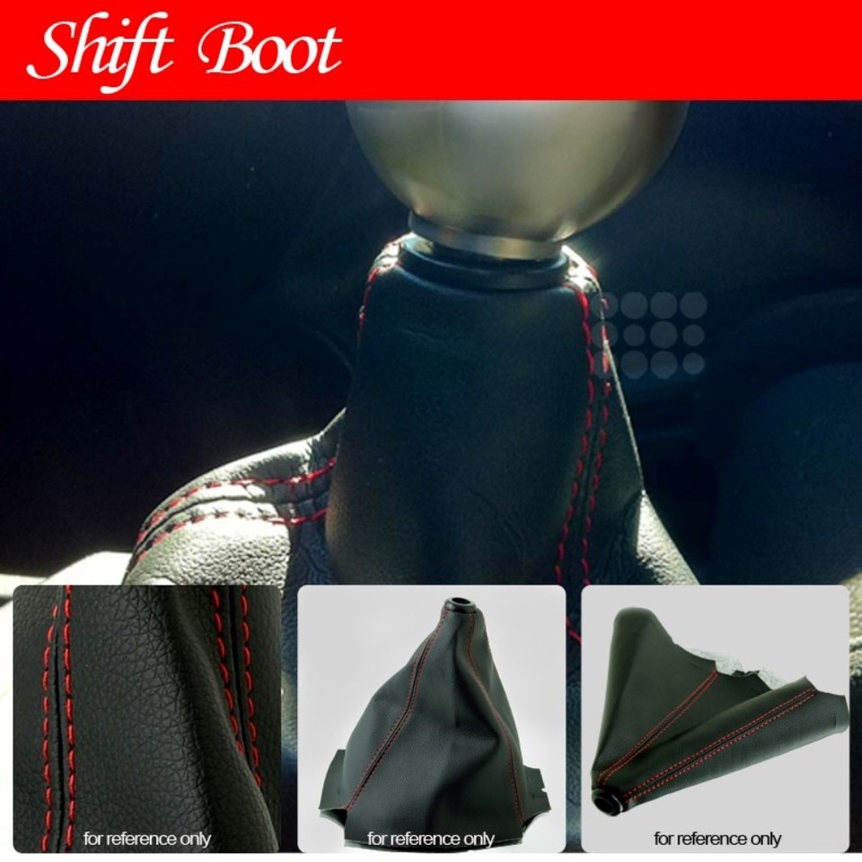 Black Transmission Gear Shift Knob Stick Shifter Boot Cover Red Stitch ...