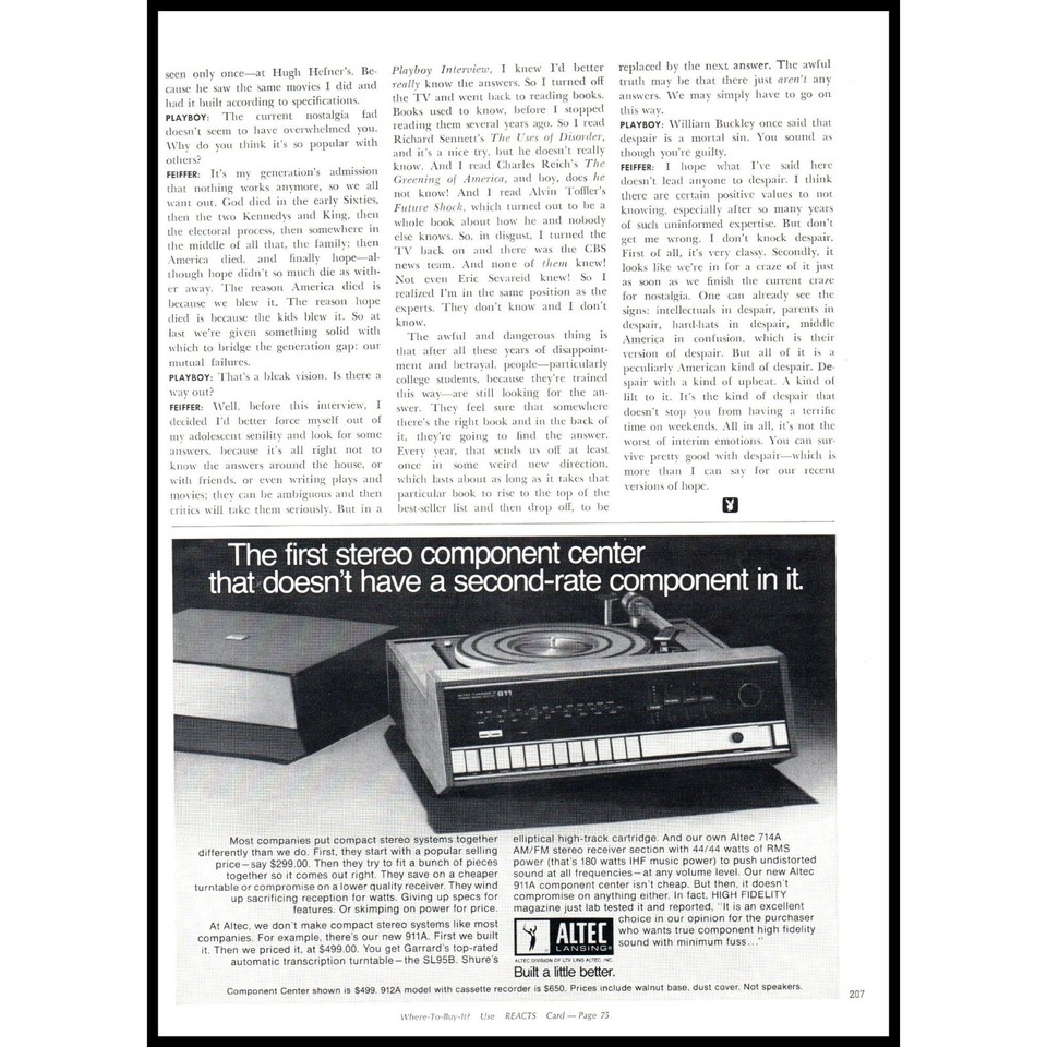 1971 Altec Lansing 911A Receiver Stereo Component Center Vintage Print ...