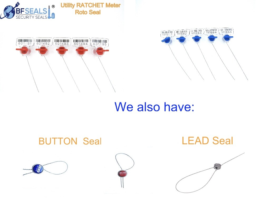 Security BUTTON LEAD Seals, steel cable, 100 pcs. RED, Gas Electric ...