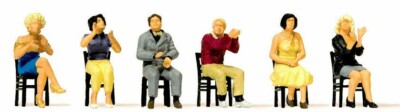 HO Preiser Figures # 10624 Seated Audience SPECTATORS on Chairs ...