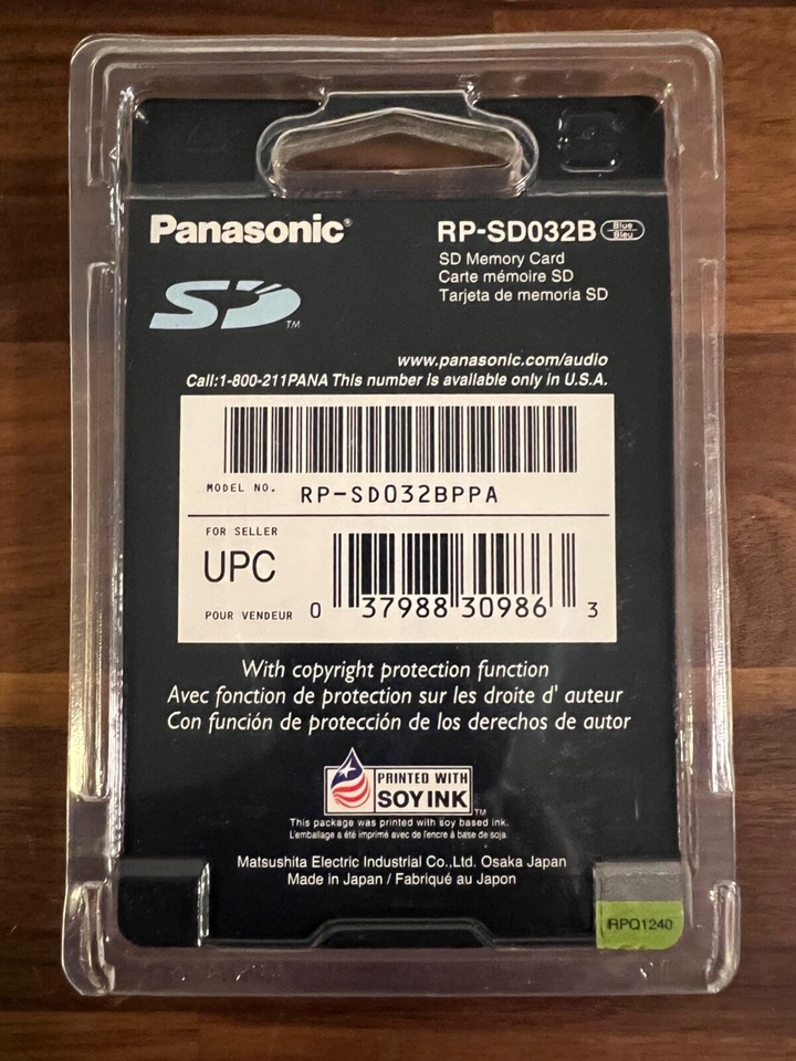 Brand New Panasonic 32 MB SD Secure Digital Memory Card RP- SD032B RP ...