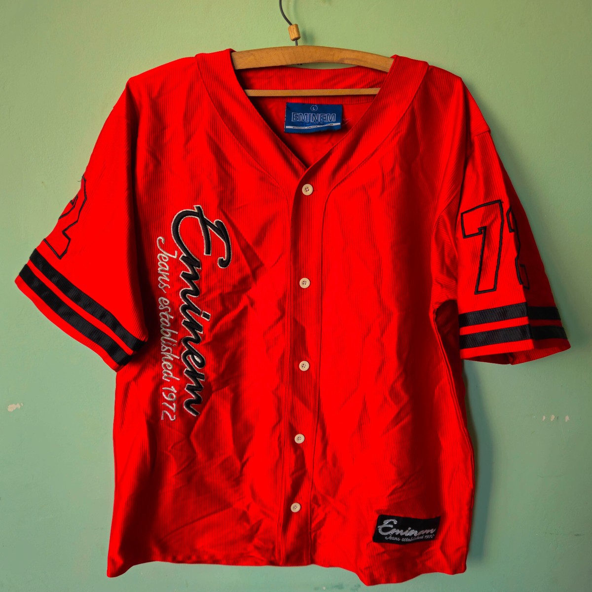 vintage Eminem jersey t-shirt jeans rap tee hip-hop men's L vintage Eminem jersey t-shirt jeans rap tee hip-hop men's L