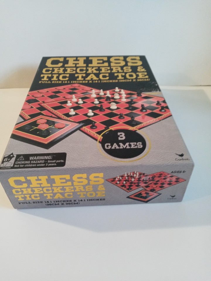 Cardinal Chess Checkers Tic Tac Toe 3 Game Set Full Size New Sealed Box ...