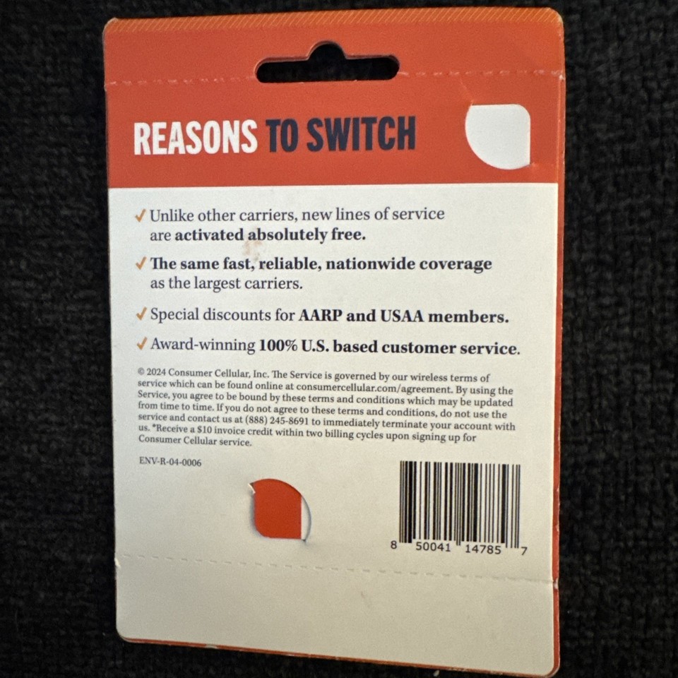 Consumer Cellular SIM Kit | Nano/Micro/Standard | New Sealed | eBay