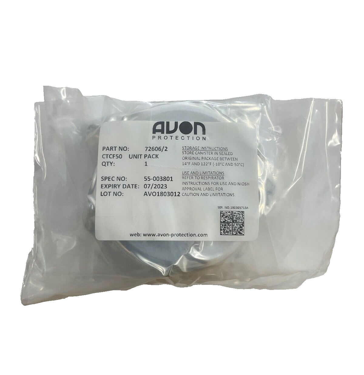 AVON PROTECTION Gas Mask Filter CTCF50 - 72606/2 -New-EXP: 07/2023 ...
