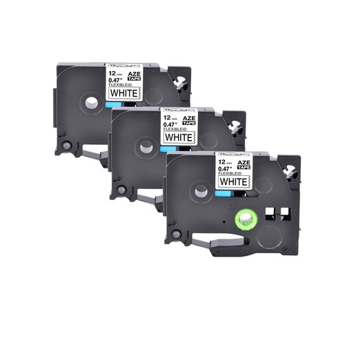 3PK Flexible Wire Label TZ TZe FX231 Black on White Tape for Brother PT ...