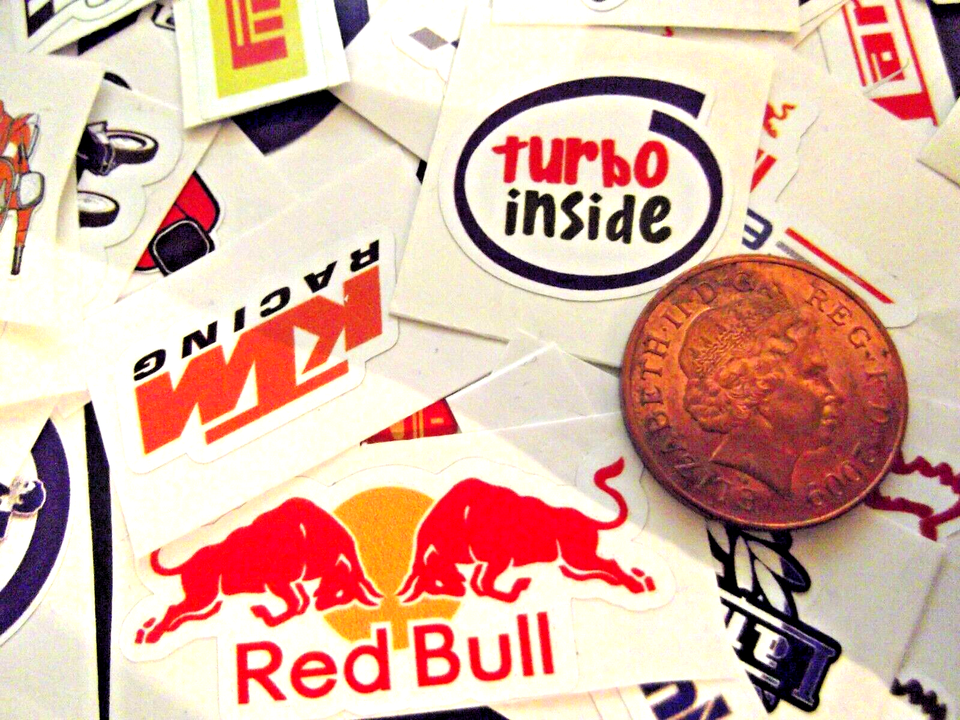 SALE 100 STICKERS approx Car Bike sponsor racing logos. rc cars, models ...