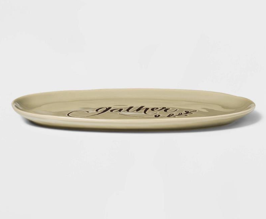 Gather Large Oval Serving Platter 16" x 10" Stoneware Thanksgiving ...