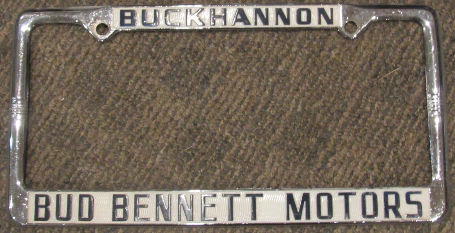 RARE Vintage Bud Bennett Motors Buckhannon NC Embossed Metal License ...