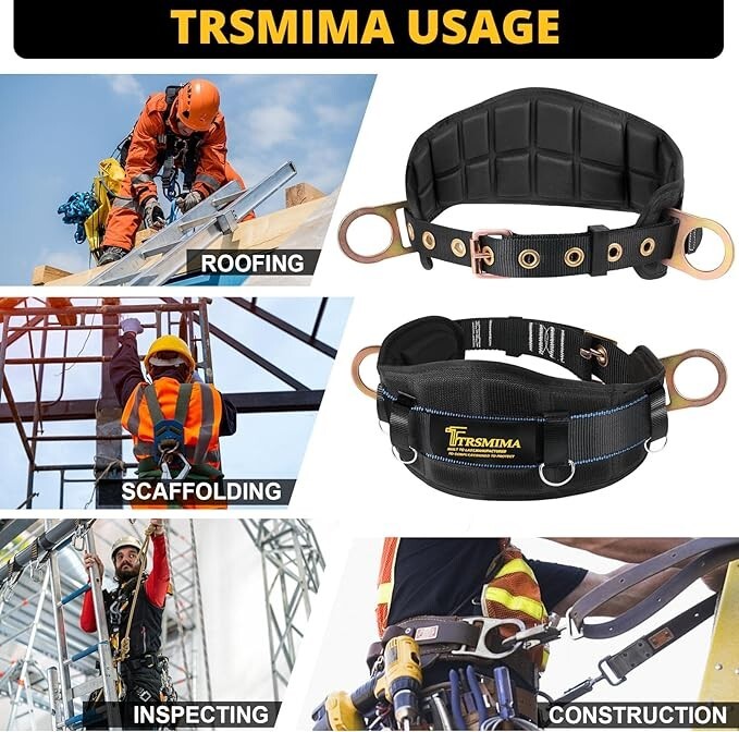 Safety Harness Climbing Belt Black Body Fall Protection Men Roof Tree ...