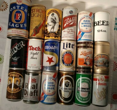 Beer Can Collection lot of 17 assorted vintage domestic cans pull tab ...
