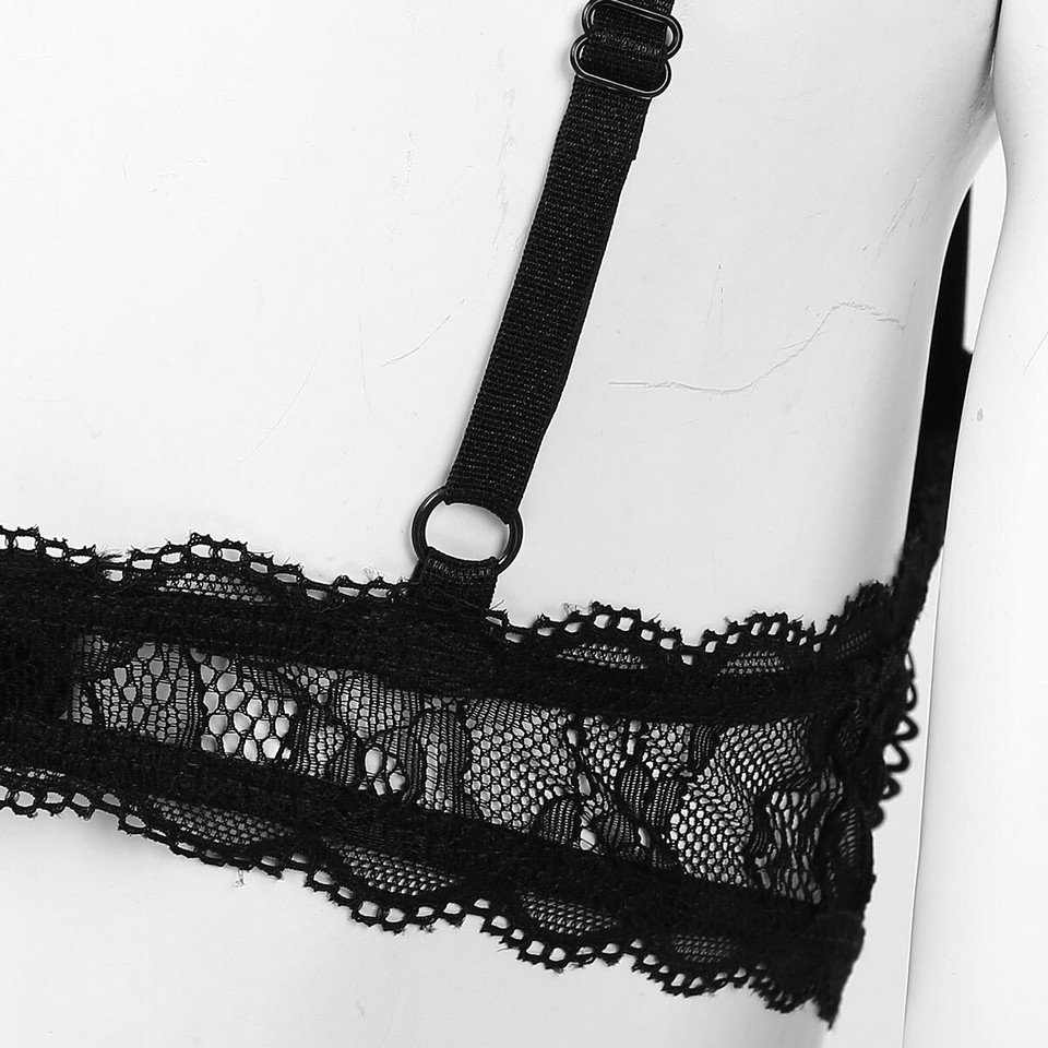 Women Sheer Lace 1/4 Cup Underwired Shelf Bra Balconette Unlined ...