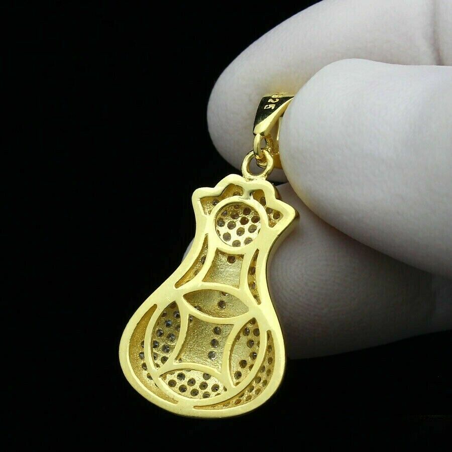 3 CT Round Cut VVS1 Diamond Money Bag Pendant With Chain 14k Yellow ...