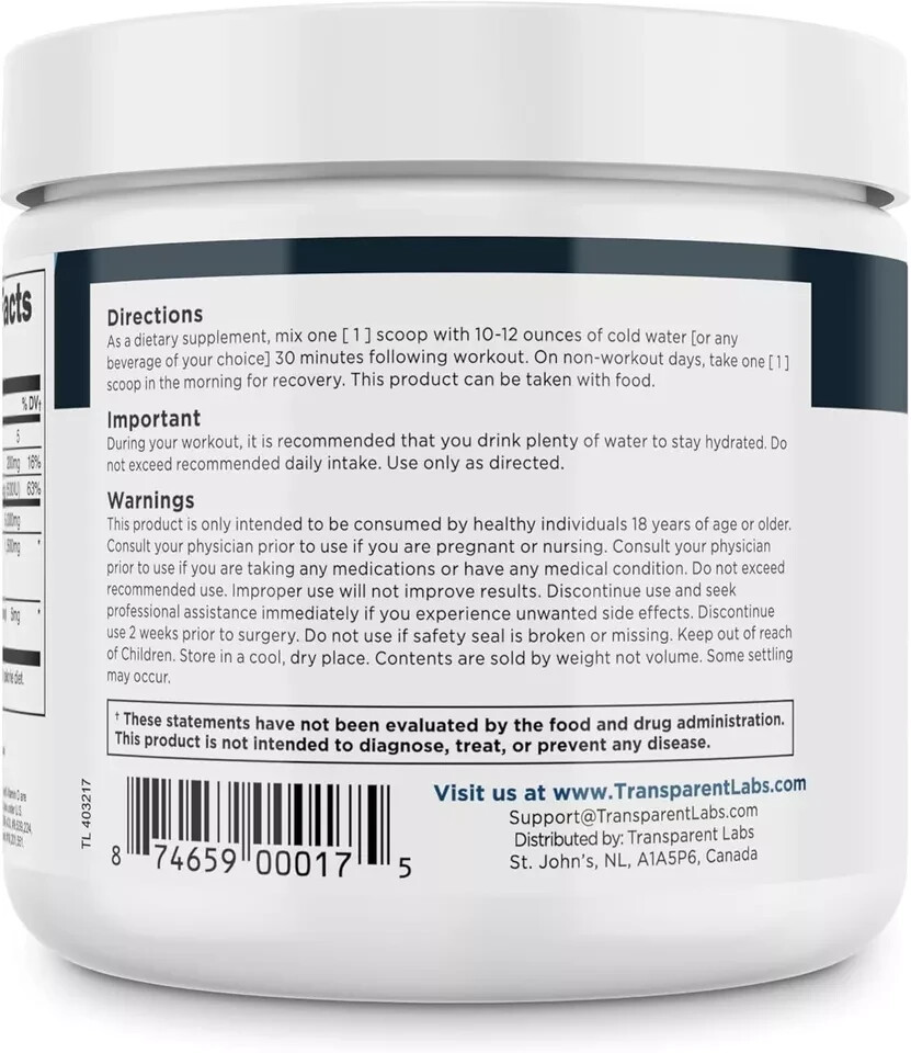 Transparent Labs - Creatine Monohydrate HMB Powder Muscle Strength ...