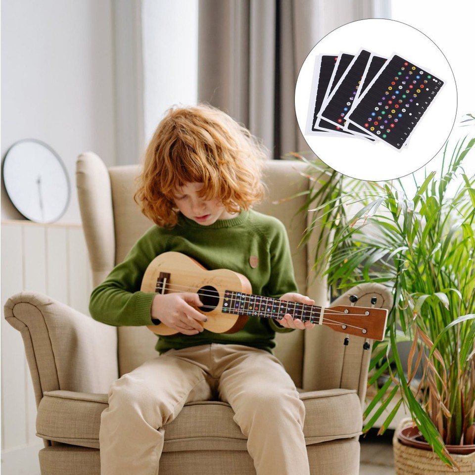6 Sheets Ukulele Stickers Guitar Fingerboard Fretboard Note Map Decals ...