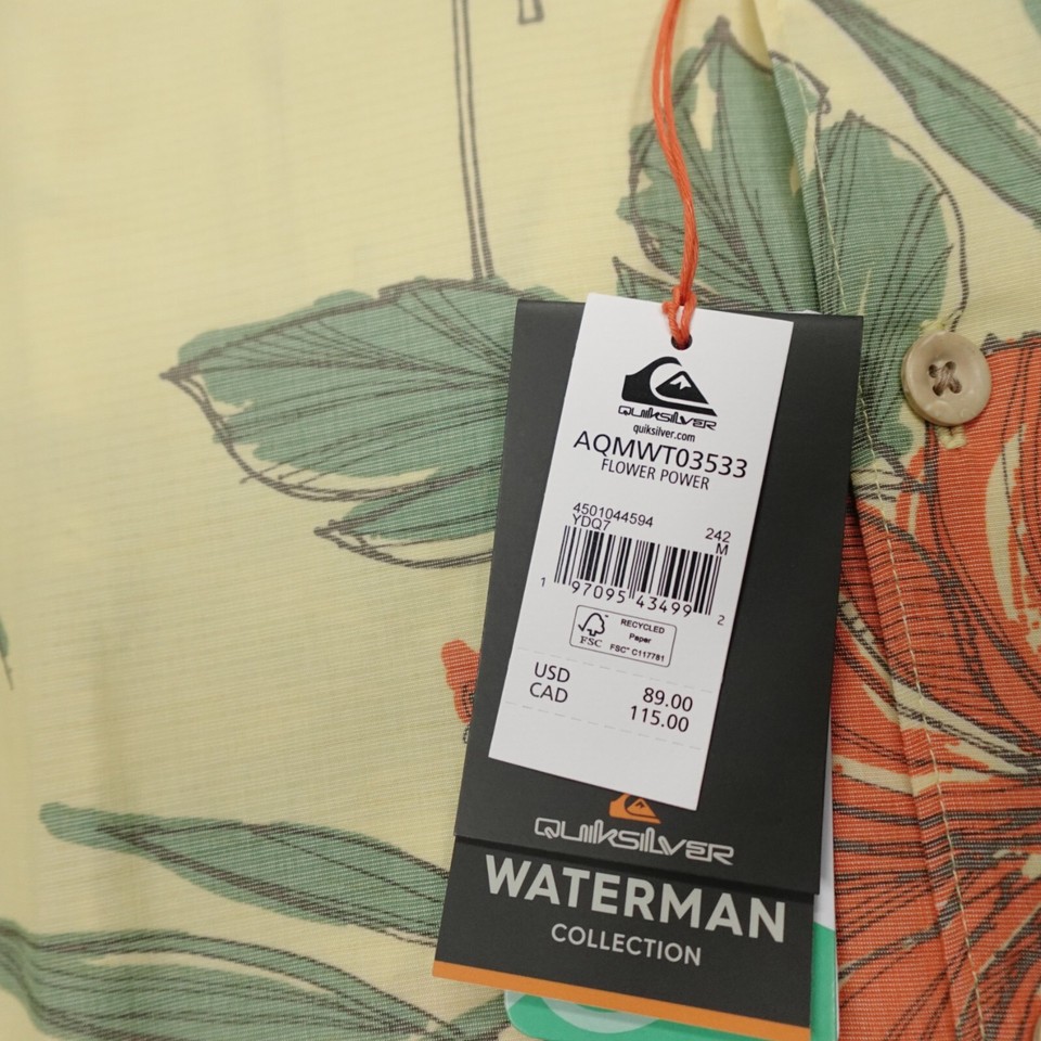 Quicksilver Waterman Men's Double Cream Flower Power Woven Shirt ...