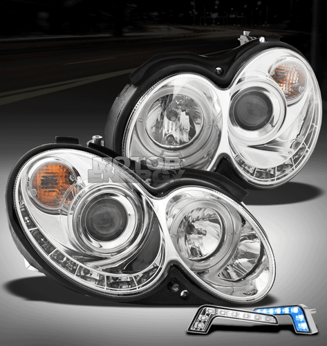 03-09 MERCEDES-BENZ CLK CLASS W209 HALO PROJECTOR HEAD LIGHT+BLUE DRL ...