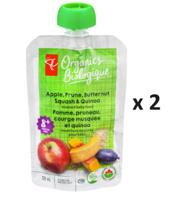 PC Organic Apple, Prunes & Butternut Squash Strained Baby Food- 8 ...