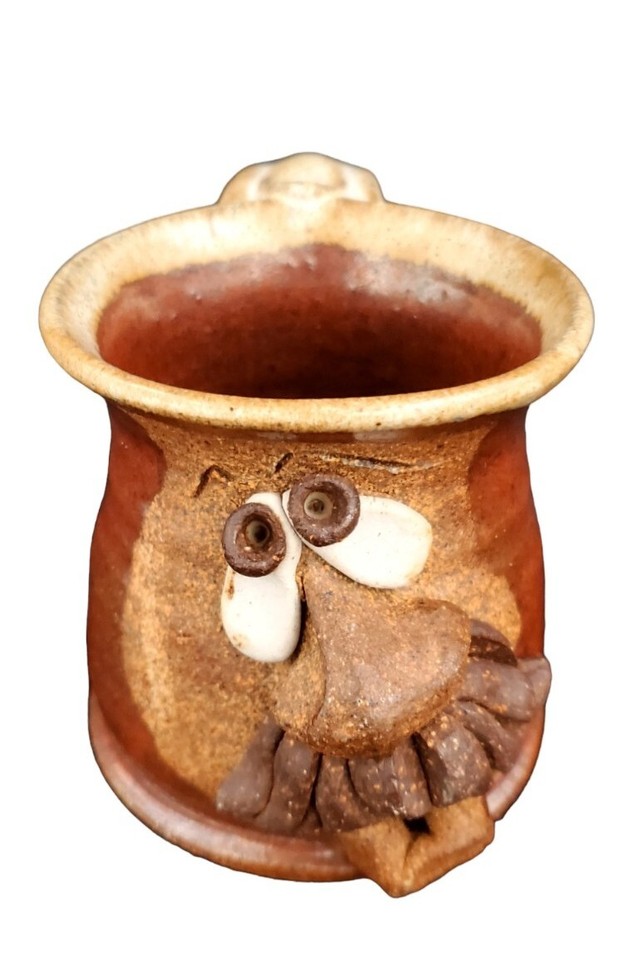 Vintage Handmade Stoneware Art Pottery Ugly Face Funny 3D Mug | eBay