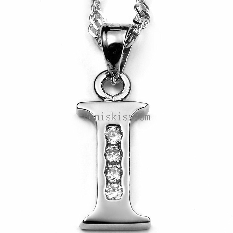 Silver Tone Alphabet Initial Letter Charm Pendant Necklace Birthday ...