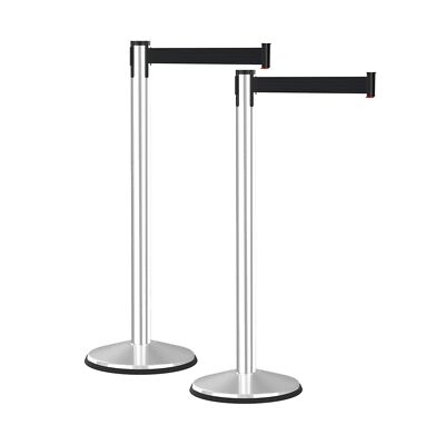 Retractable Belt Barrier 2pk, 40” Tall Crowd Control Stanchion Post, 10 ...