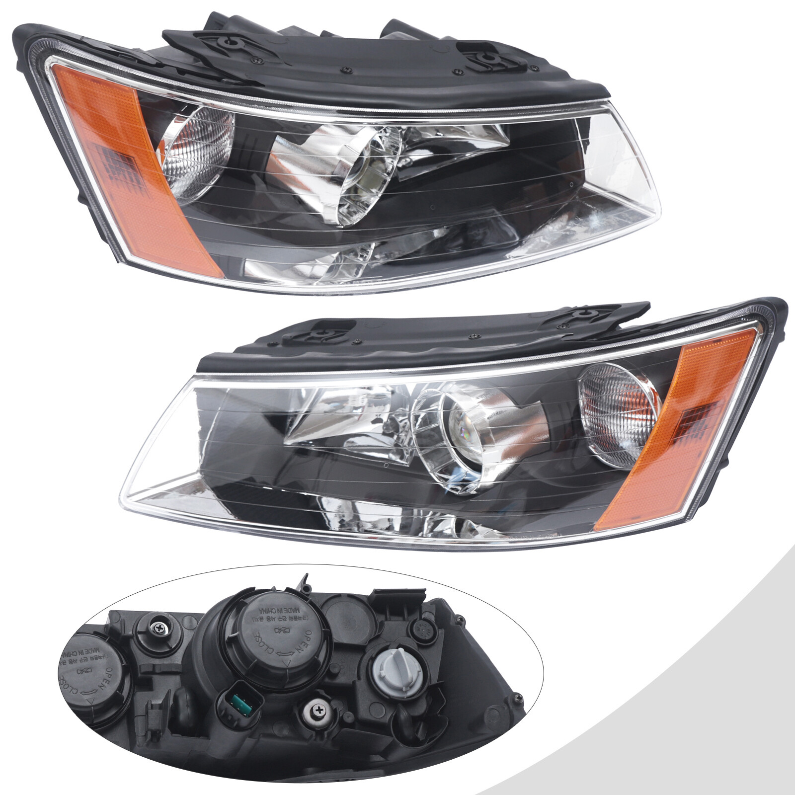 Headlights Set For 2006-2008 Hyundai Sonata Sedan Left + Right Side ...