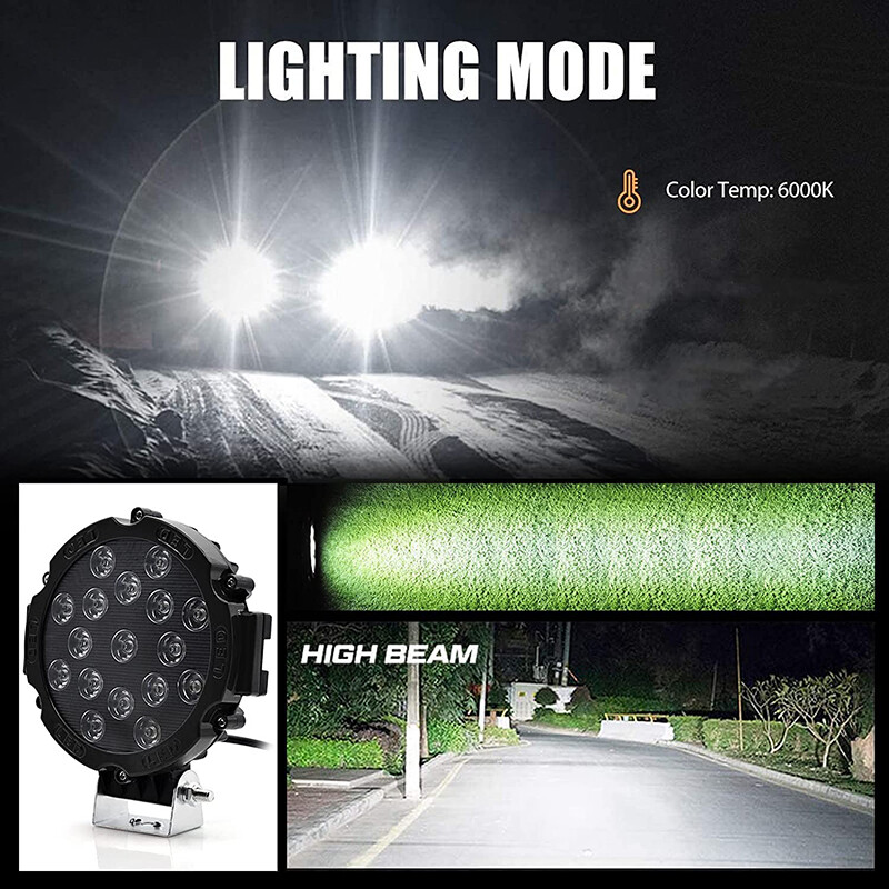 7inch LED Work Light Bar Round Pods Driving Fog Flood Lamp Truck ...
