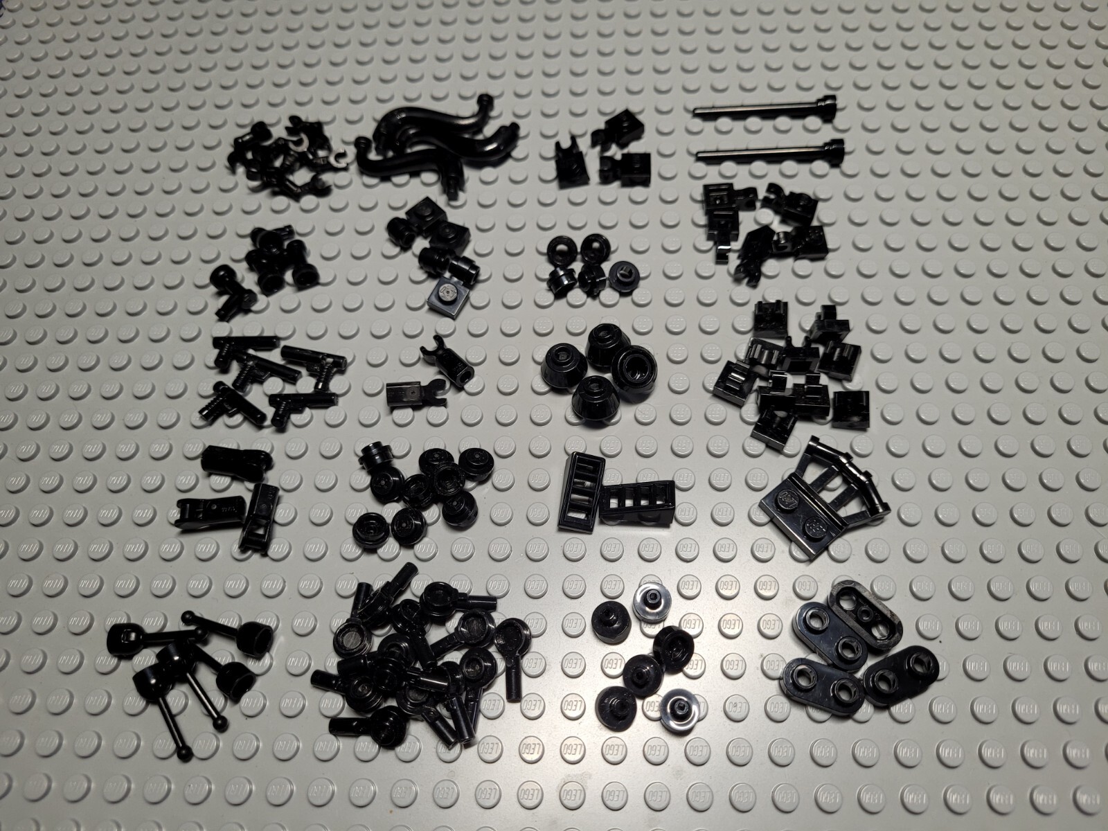 LEGO Lot of 95 Black Modified Plates Tiles Bars Small Detail Pieces ...