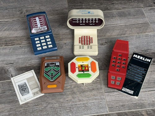5 Vintage Handheld Electronic Games - Lot: Tandy Baseball, Merlin, Comp ...