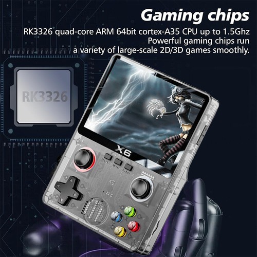 64GB X6 Retro Handheld Video Game Console Emulator 6000+ Games Player 3 ...