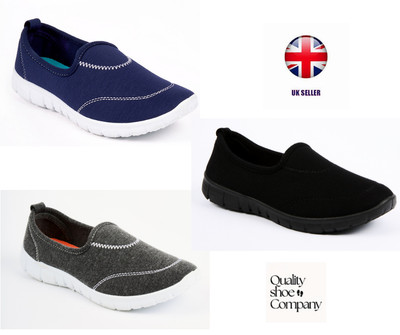 Ladies Womens Slip On Casual Memory Foam Smart Walking Work Trainers ...