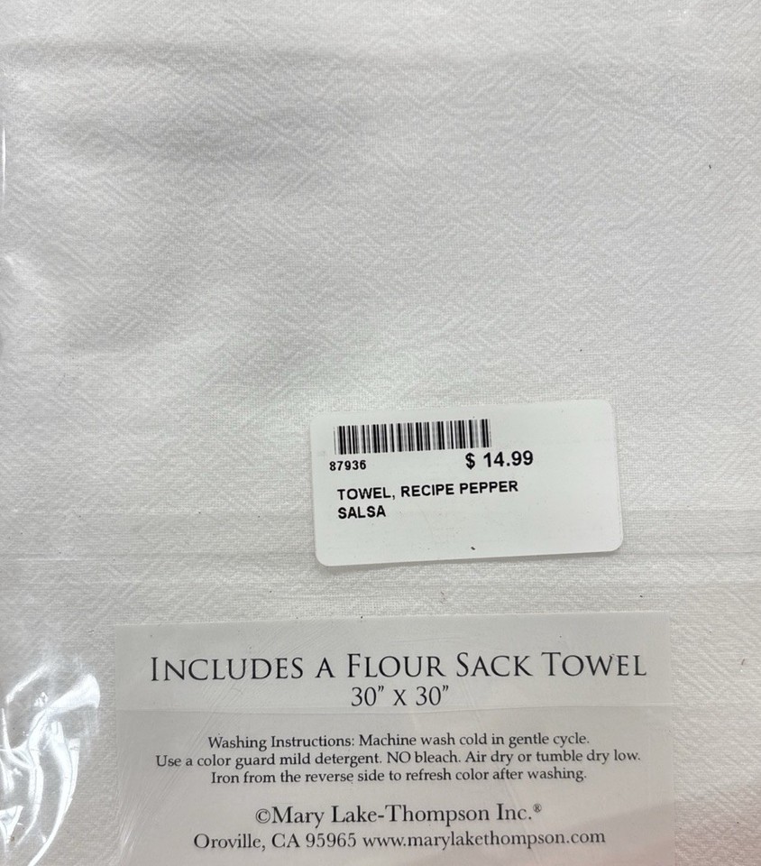 Mary Lake Thompson Flour Sack Kitchen Tea Towel w/ “Fresh Spicy Salsa ...