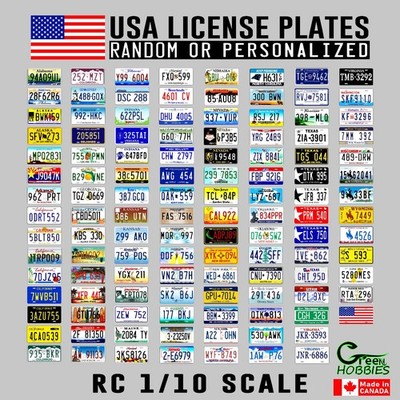 RC 1/10 USA STATES License Plate Scale Sticker American Number Plates ...