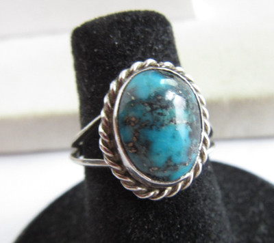 Southwestern silver Turquoise cab band ring - size 6 | eBay