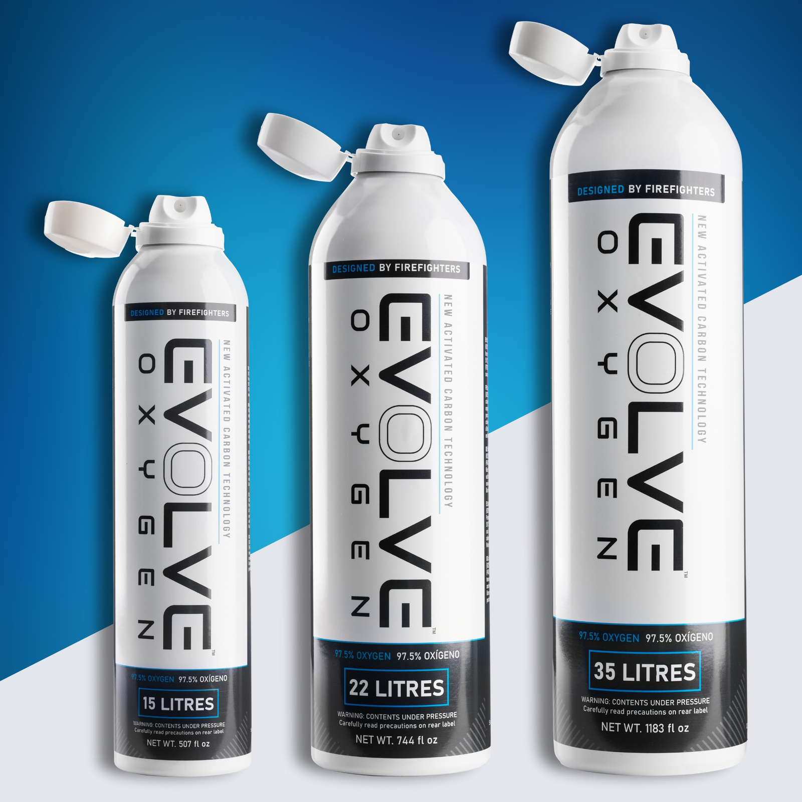 Evolve Oxygen Cans 30 Litres - 2 Pack - Flip Top - Breathing Oxygen | eBay