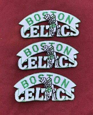 LOT OF 3 VINTAGE BOSTON CELTICS NBA BASKETBALL LOGO ENBRIODERED PATCH 4 ...