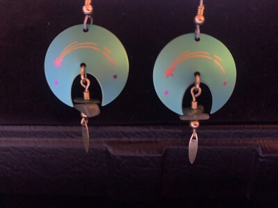 Vintage Spectore Anodised Exotic Titanium, blue/green earrings with ...