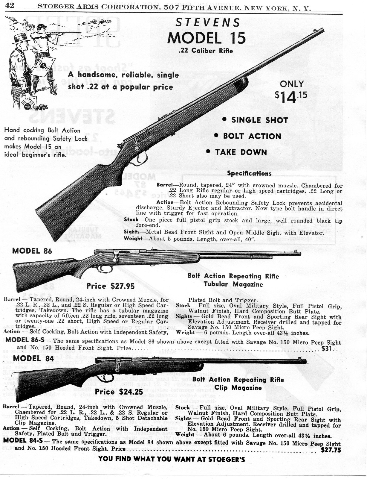 1952 Print Ad of Stevens Model 15 86 84 Bolt Action Rifle | eBay