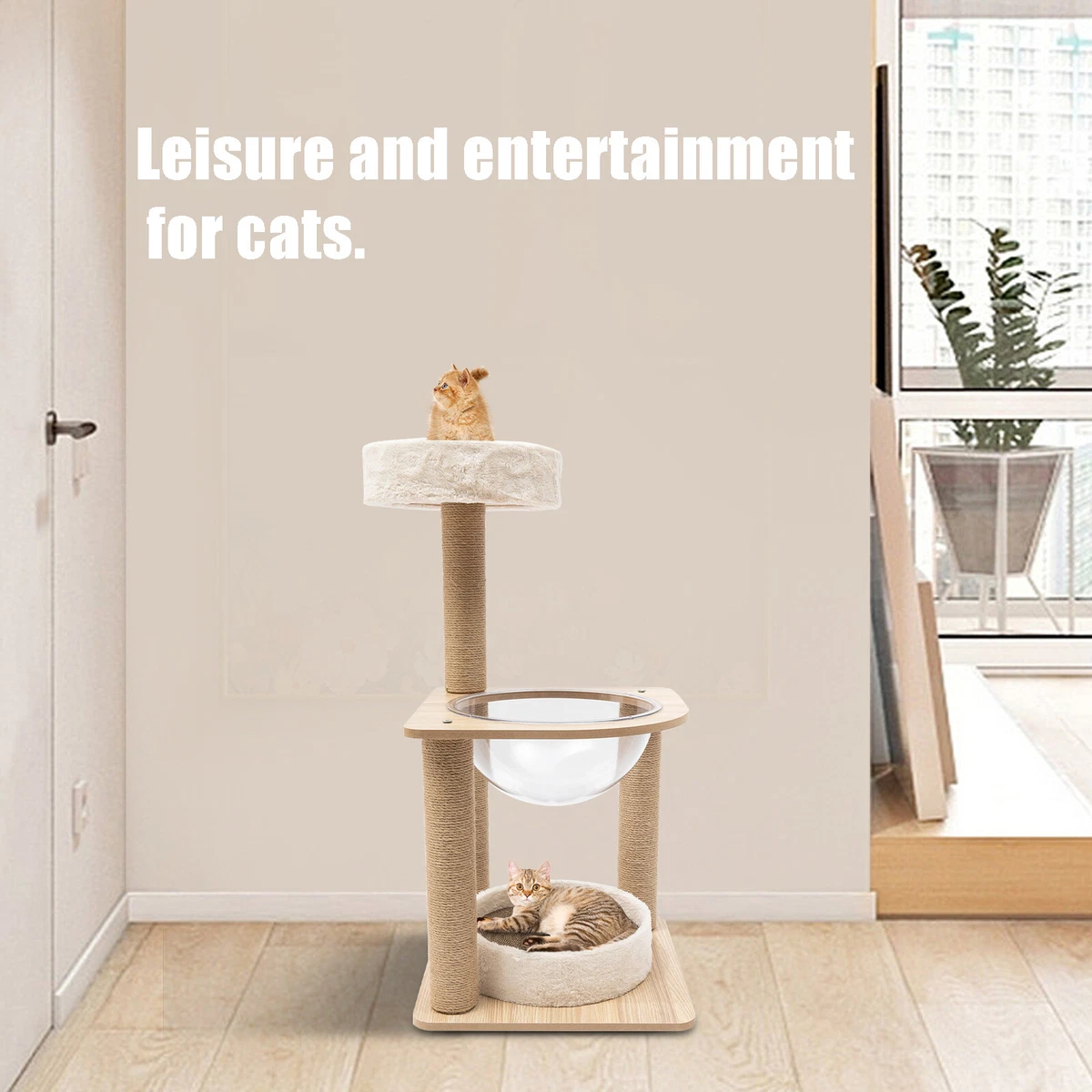 41 Inch Rattan Cat Tree With Napping Perch Costway