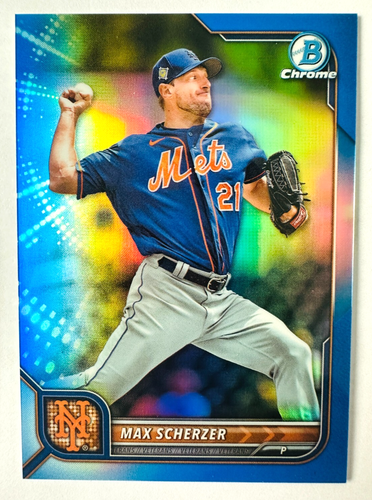 2022 Bowman Chrome Max Scherzer BLUE Refractor Card SP #/199 Mets Color ...