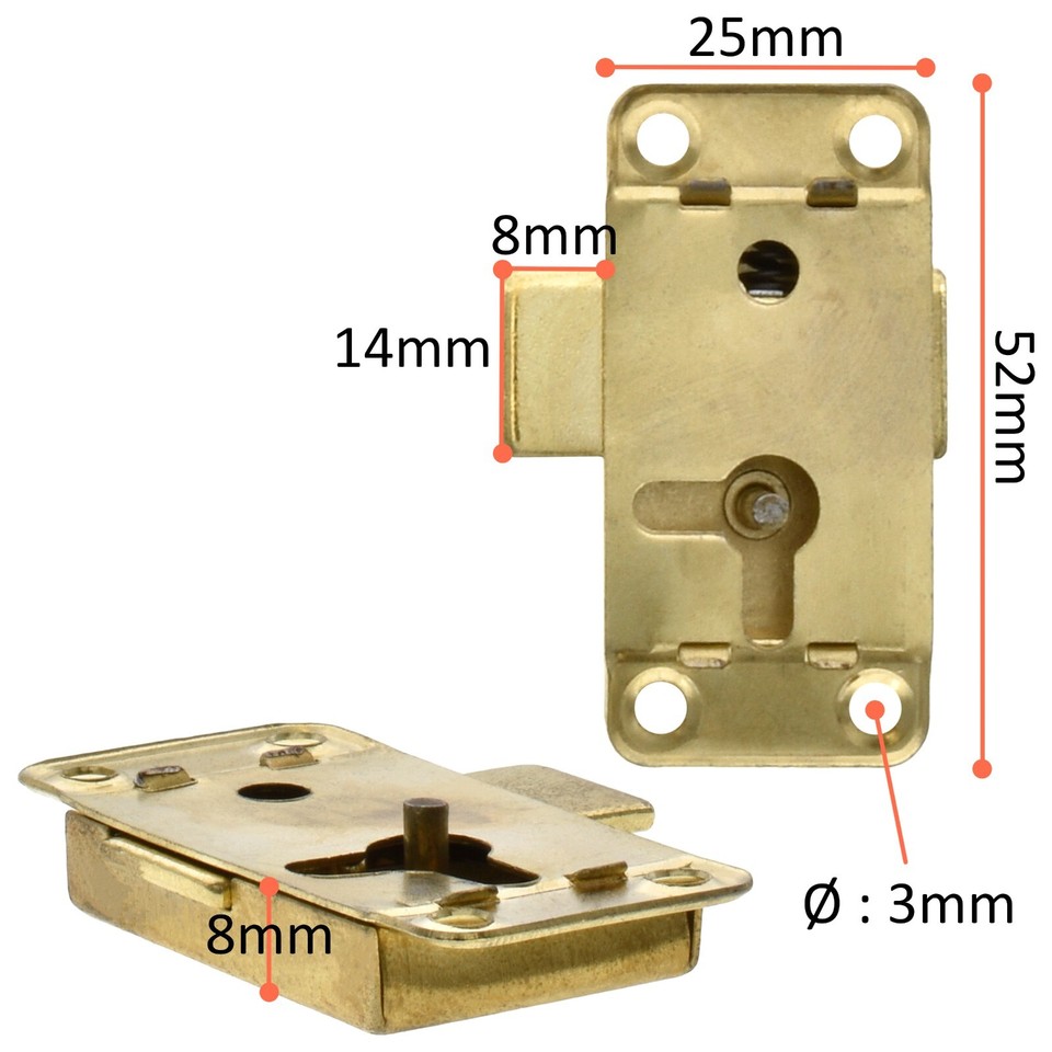 WARDROBE LOCK & KEY Cabinet Cupboard Furniture Door Keyed Latch Old ...