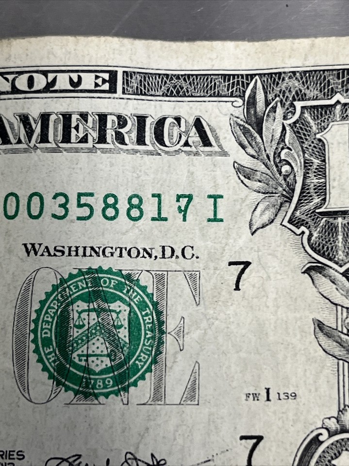 1 dollar bill. 2013 series us paper money extra ink on serial number | eBay