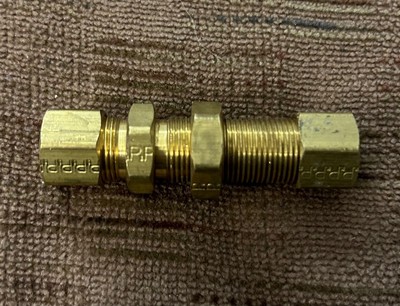 Bulkhead Union: Brass, For 3/8in x 3/8in OD Tube , Comp x Comp (Lot of ...