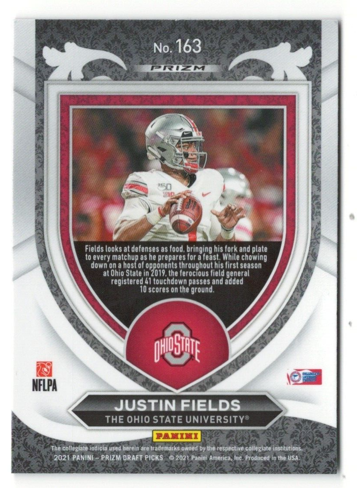 Justin Fields 2021 Panini Prizm Draft Picks Prizms Red Ice #163 Rookie ...