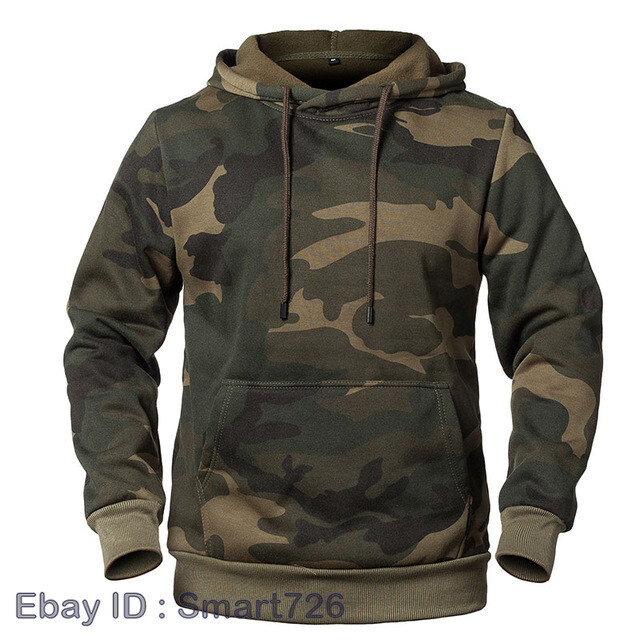 Men Hooded Cotton Camouflage Casual Jacket Parka Army Pullover Pocket ...