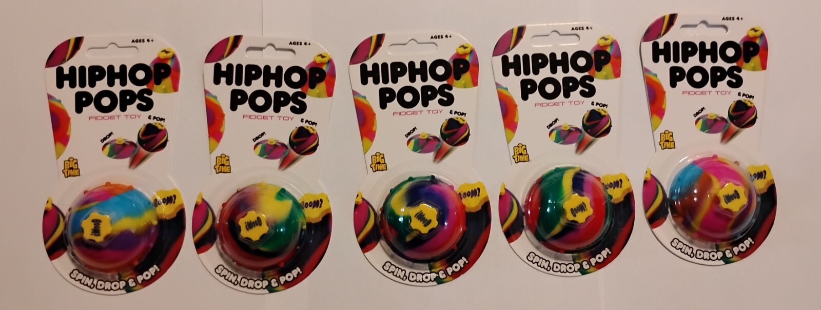 5 Pack Hip Hop Pops Fidget Toy Bouncing Bowl Multi Color Viral Jumping ...