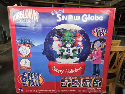 Christmas 6' Airblown Inflatable Snowman Snow Globe 2005 Gemmy Rotating ...