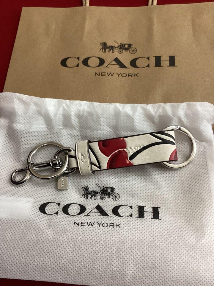 COACH Cherry Trigger snap Keychain Bag Charm Key Ring White | eBay