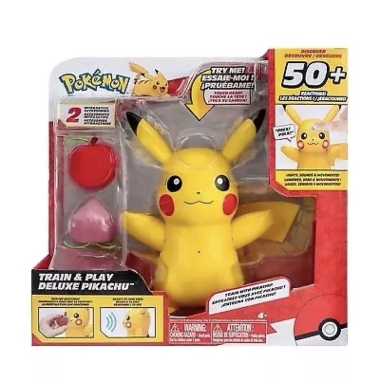 NEW!Pokemon Train and Play Deluxe Pikachu 4.5" Interactive Figure 50 ...